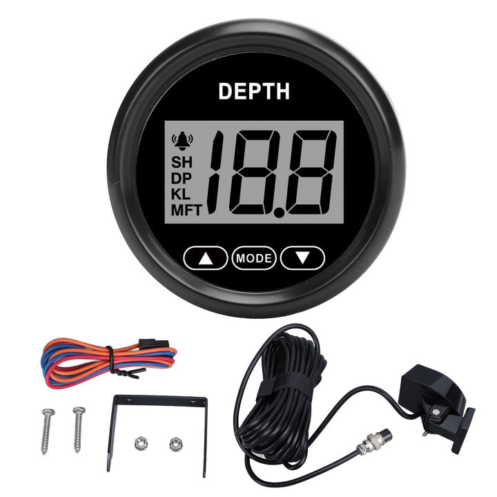 Boat Depth Sounder Anti Fog Glass Waterproof LCD Digital Display White ...