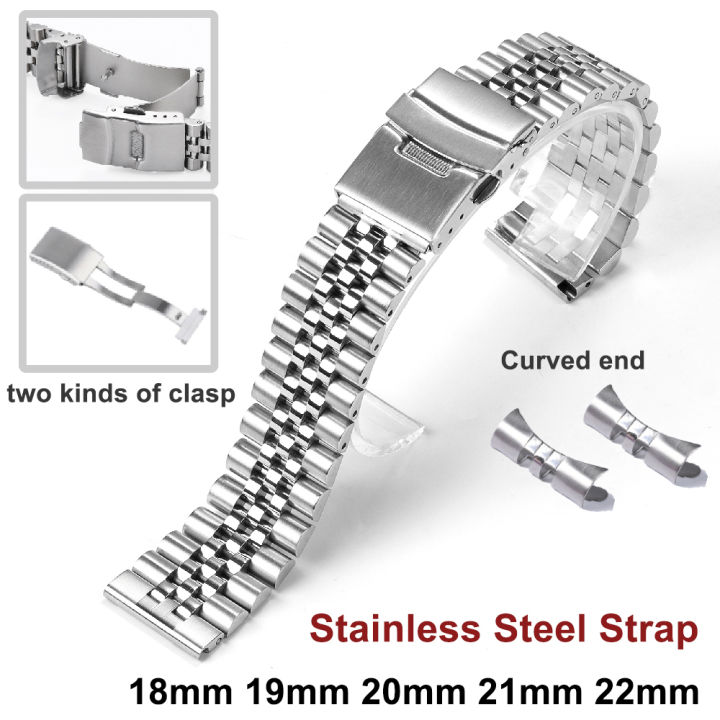 Solid Stainless Steel Strap for Seiko SKX009 Jubilee Bracelet Curved ...