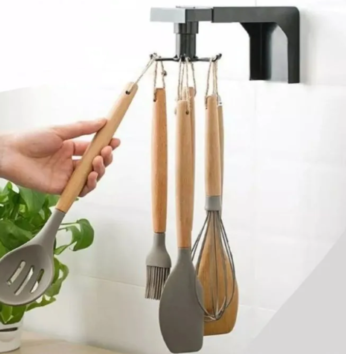 360° Rotatable Kitchen Hook Hanger, Punch-Free Wall Rack for Organizing ...