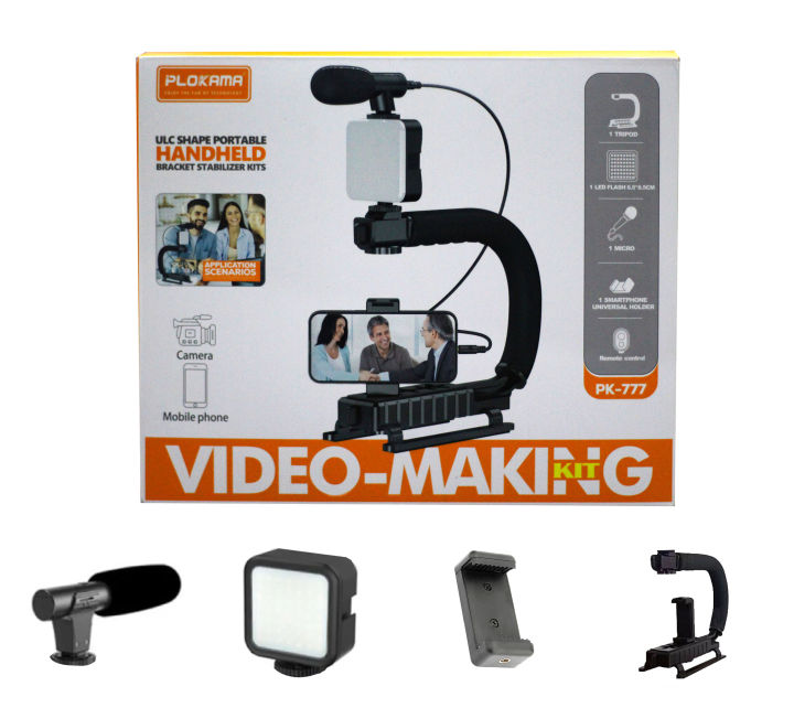PLOKAMA C Shape Video making Kits ULC SHAPE HandHeld Stabilizer Kits LED LIGHT and Mic | Daraz.lk