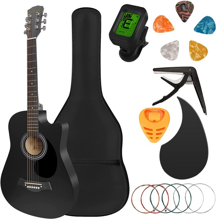 Acoustic Box Guitar combo pack Full set with 5 Pcs Guitar Picks, pick ...