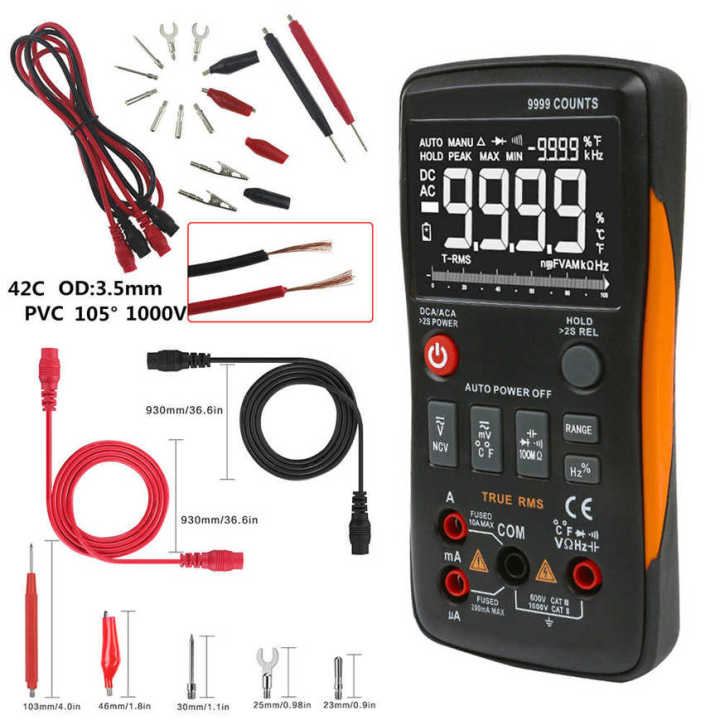 ANENG Q1 True-RMS Digital Multimeter Button 9999 Counts With Analog Bar ...