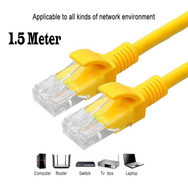 LAN Cable / 1.5m Ethernet Cable UTP Yellow CAT5E RJ45 Network Ethernet ...