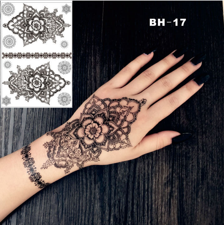【VA VA VOOM】#BH-17 Hand Drawing Mandala Black Henna Temporary Tattoo ...