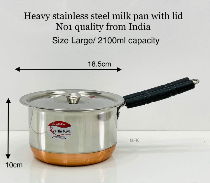 Heavy Stainless steel milk pan with lid No. 01 Quality from India ...