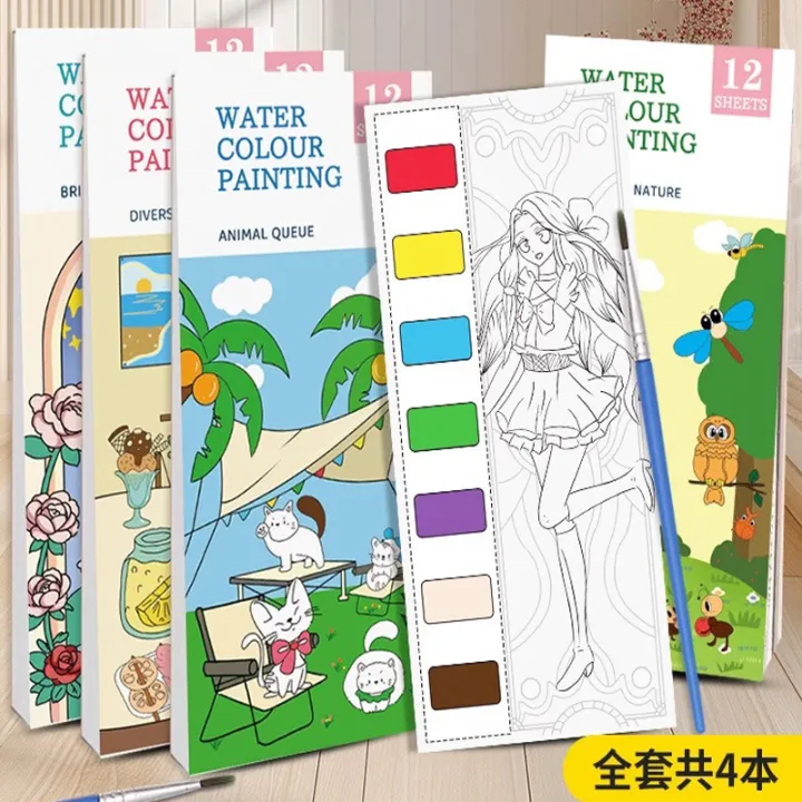 Children's Coloring Books Arts Beginners Water Colour Paiting With ...