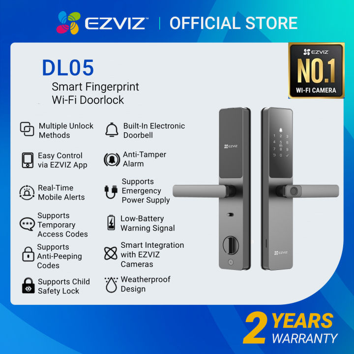 Ezviz DL05 Smart Wi-Fi Biometric Fingerprint Door Lock with built-in ...