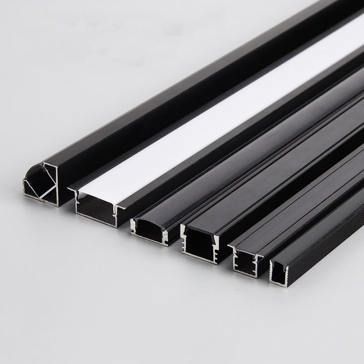 Black Led Aluminum Profile U/W/V With Milky PC Cover kitchen Cabinet ...