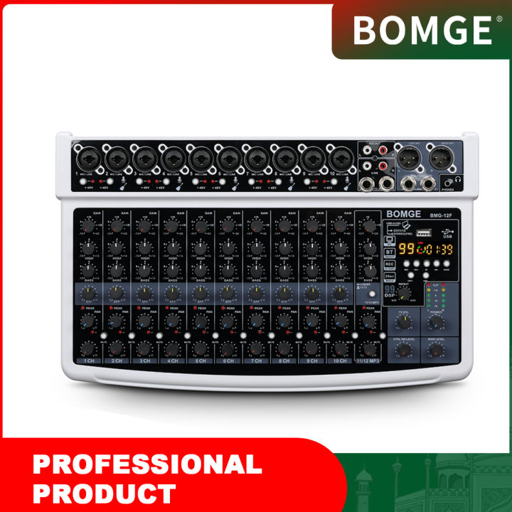 BOMGE 12-Channel Bluetooth Studio light Audio Mixer - DJ Sound Controller Interface with USB ...