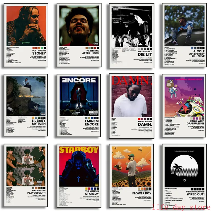 Hip Hop Rap Star Drake Eminem Music Album Covers Poster Print Canvas ...