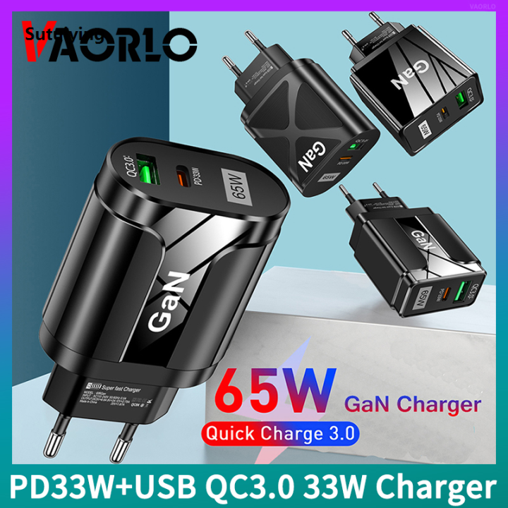 Sutuiying 【2025 Version】 GaN Phone Charger PD33W+USB QC3.0 33W=65W Type ...