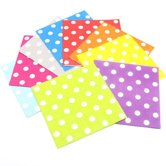 10 Pcs/Lot Paper Tissue Pack with White Polka Dots for Kids Birthday ...