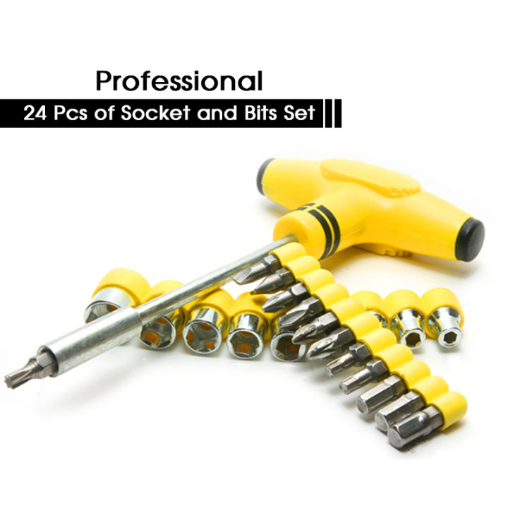 24 Pcs Socket & Bits Set, For Bolt Tightening, Drive Size | Daraz.lk