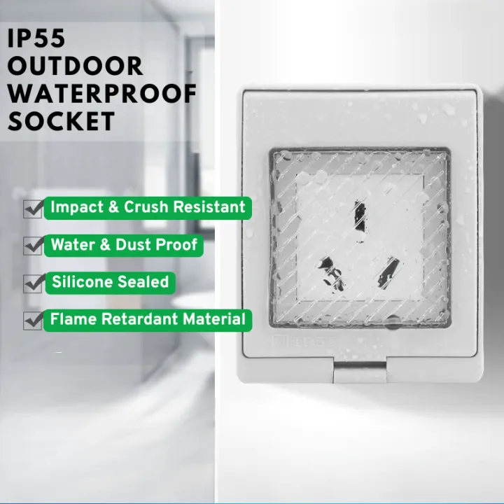 Australian Standard Waterproof Socket IP55 Outdoor 16A 250V 1 Gang AU ...