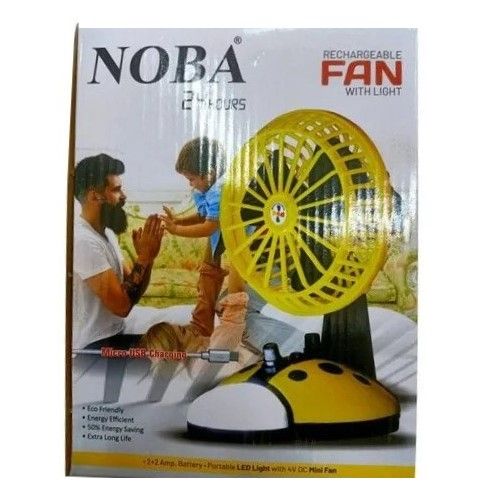 NOBA Rechargeable Fan with Light/Yellow Plastic And Metal Noba ...