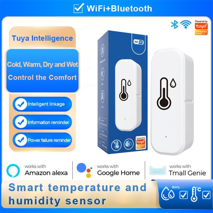 Tuya ZigBee Smart Home Temperature And Humidity Sensor Wi-Fi Dry Wet Alarm Works With Google ...