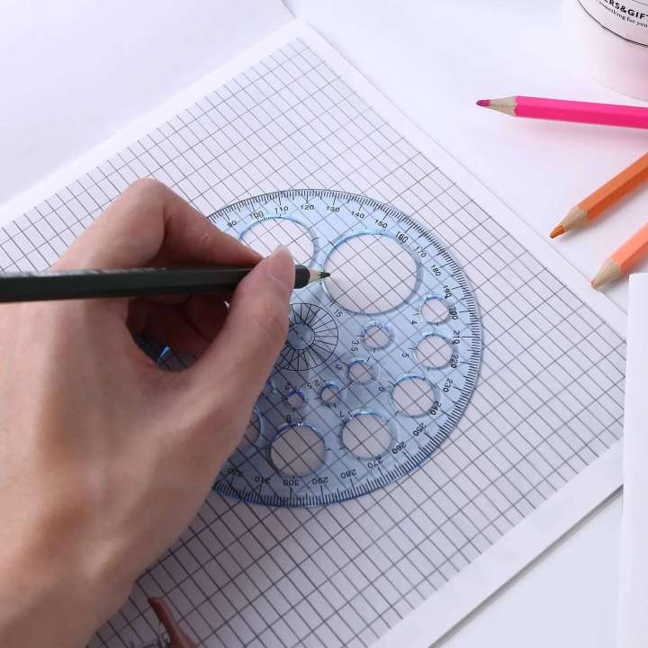 Multifunctional Geometric Template Plastic Measuring Ruler Circles ...