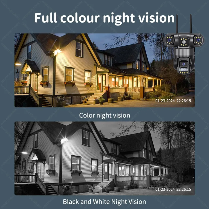 4G Triple Lens 6Mp CCTV Camera with Two Way Audio Night Vision Color ...