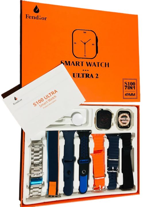 S100 Ultra 2 New Smart Watch (With 7 Strap ) 49 mm Full Touch Screen ...