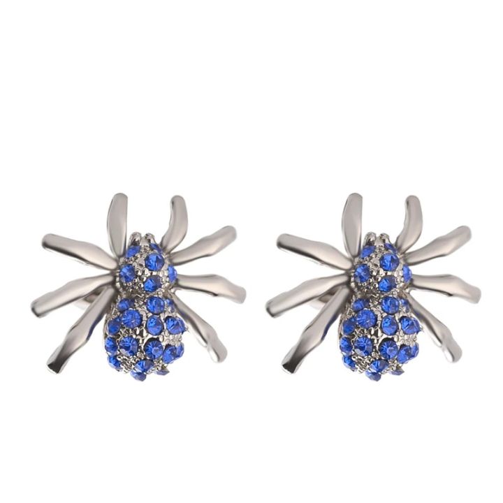 【ZOETN-HOT TOY Store】spider cufflink Cool Men's Blue Spider Cufflinks ...