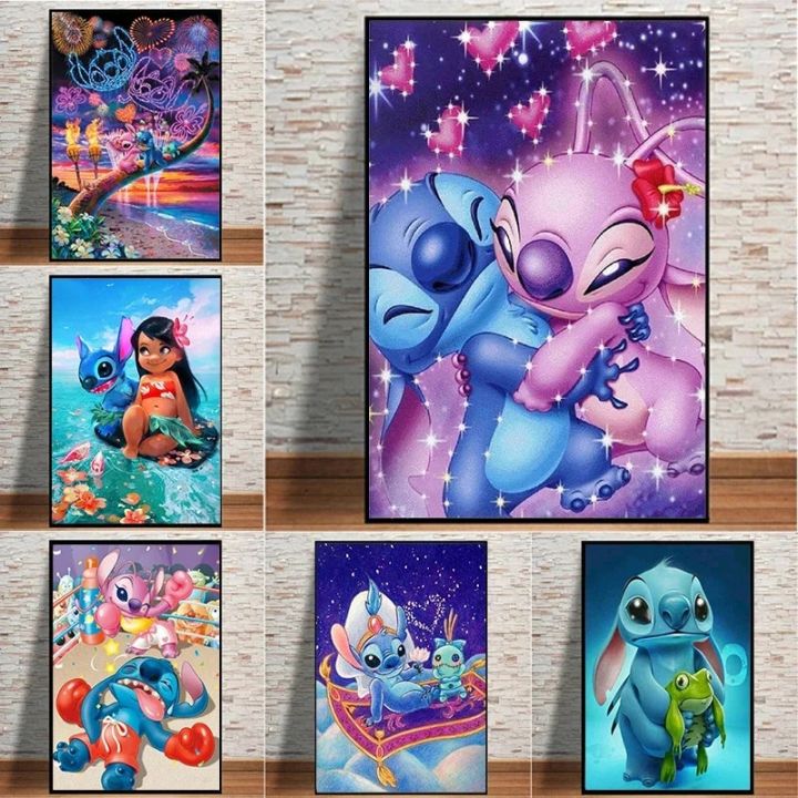 【HUT】 Disney Anime Lilo & Stitch Canvas Painting Wall Art Cartoon ...