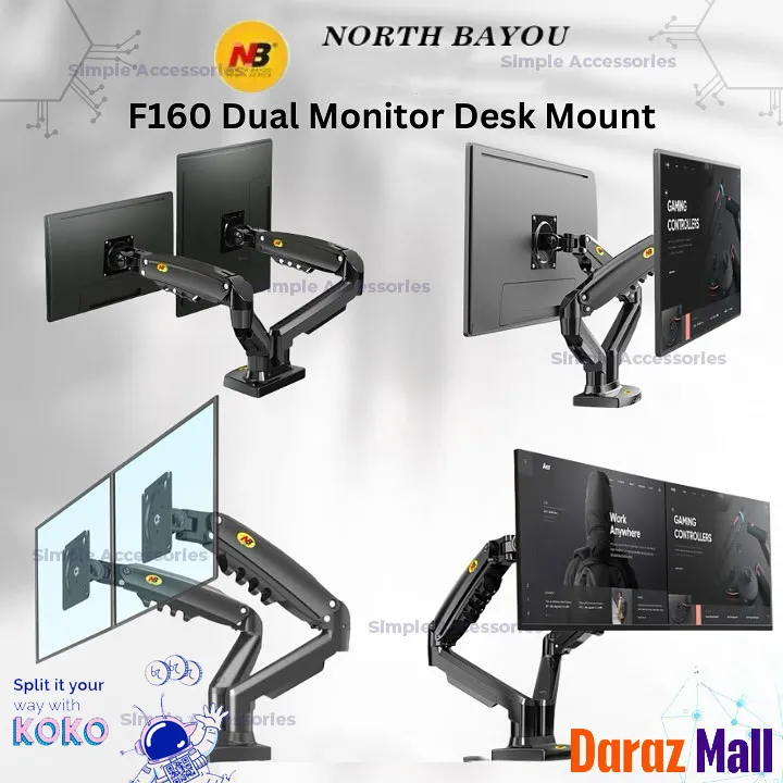 NB North Bayou Dual Monitor Desk Mount Stand Full Motion Swivel ...