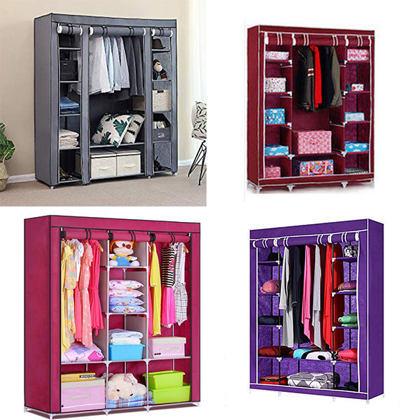 3 Door Storage Wardrobe Foldable and Movable Cloth/Fabric Wardrobe with ...