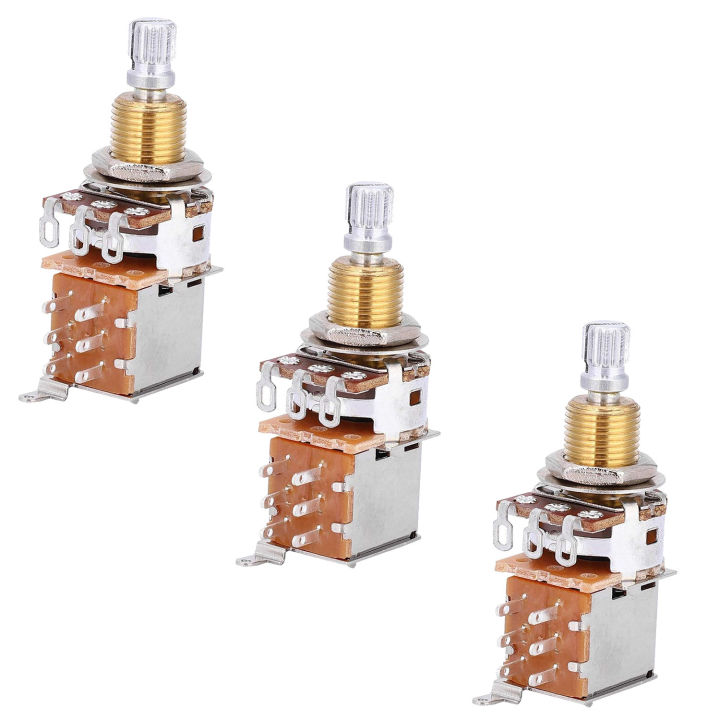3Pcs A500K Potentiometer Push Pull Switch Guitar Control Pot Gold ...