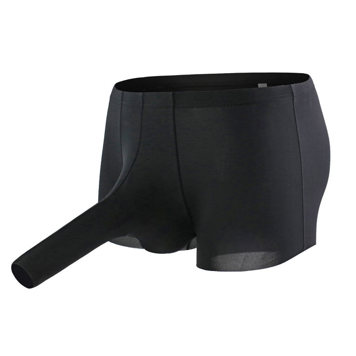 Men Long Elephant Nose Boxer Briefs Ice Silk Underweaeisure time r ...
