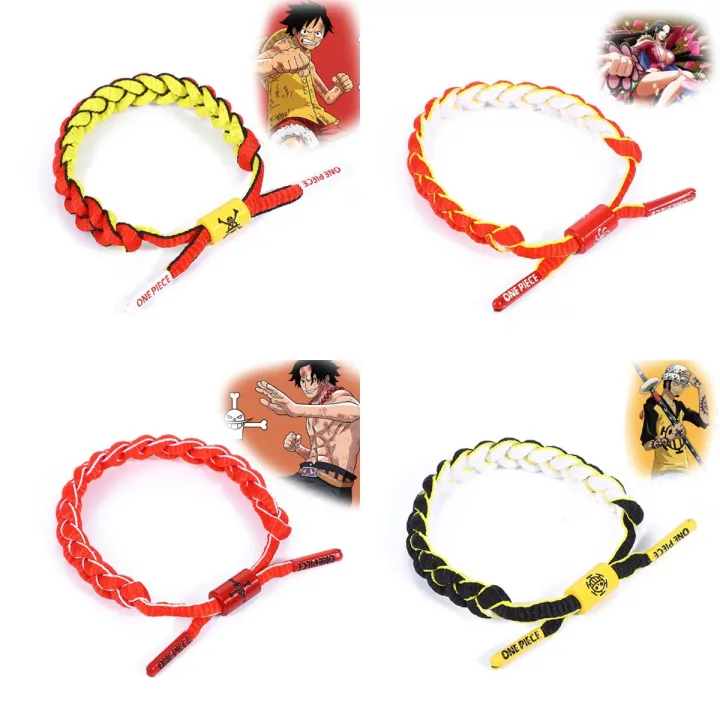 Anime One Pieces Bracelet Rope Weave Chain Luffy Ace Shanks Zoro Law ...