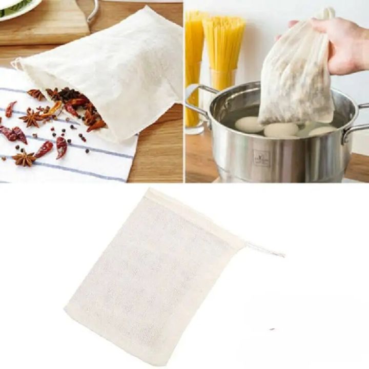 20x25cm Reusable Drawstring Cotton Soup Bags Muslin Bag Straining ...