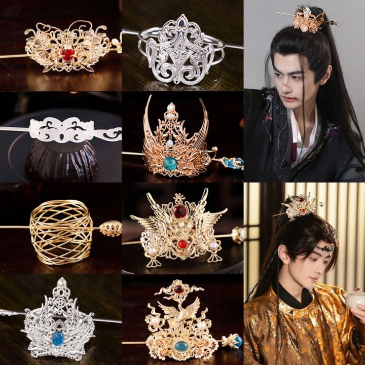 Antique Headpiece Chinese Hanfu Hair Crown Coloured Glaze Tang Dynasty ...