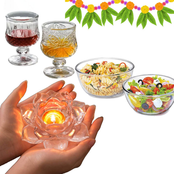 Pooja Set; Buddha Pooja Set - Crystal Clear Glass Set | Daraz.lk