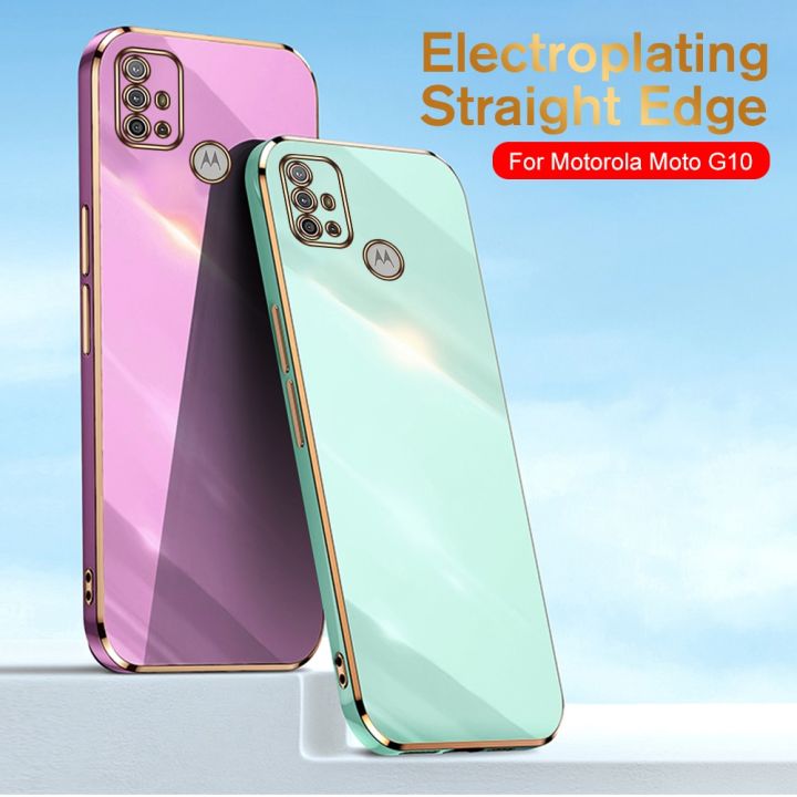 For Moto G 30 20 10 Case Luxury Plating Straight Edge TPU Soft Cover ...