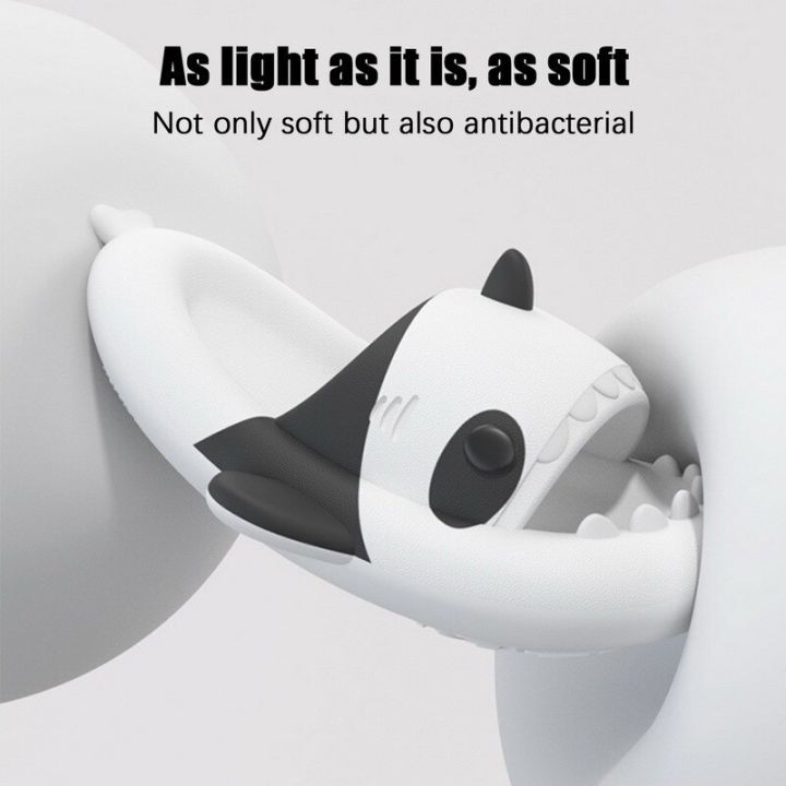 New Panda Print Shark Slippers Shark Slides Beach Flip Flops Man ...