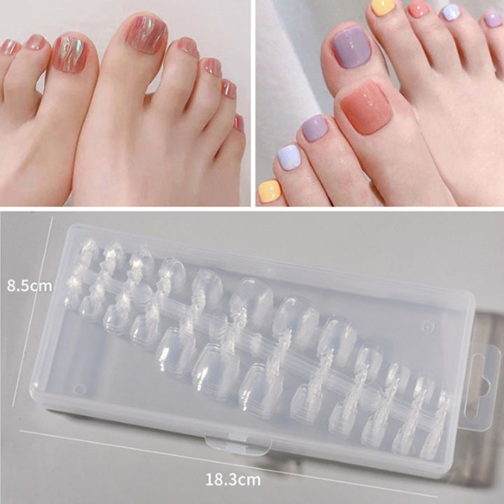 240Pcs Square False Toe Nails Full Cover Frosted/Clear Press on Fake ...
