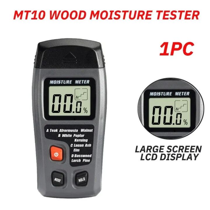 1PC MT10 Hygrometer Accurate Large LCD Display Wood Moisture Tester ...