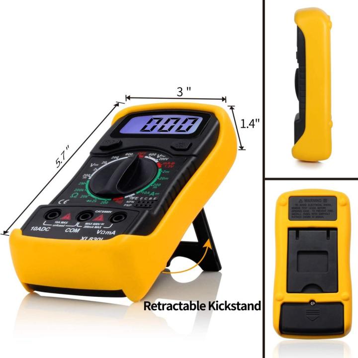 XL830L Digital Multimeter - Portable, Backlit LCD, Non-Slip Sleeve ...