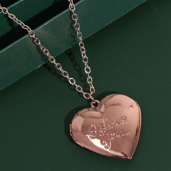 Love Heart Locket Pendants Openable Photo Frame Glossy Family Picture ...