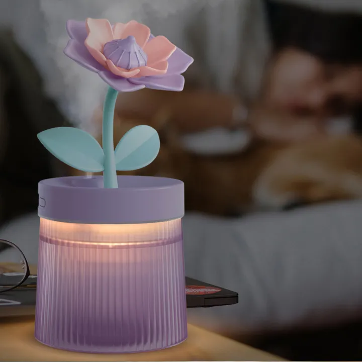 Cool Mist Humidifier Cute Flower Humidifier Super Quiet Humidifier LED ...