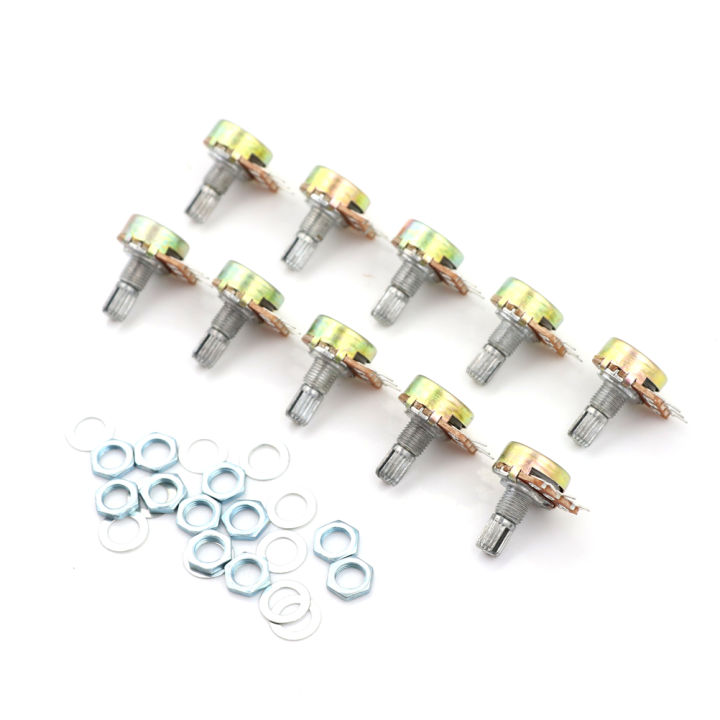 10Pcs 100K Ohm Linear Taper Rotary Potentiometer Panel Pot B100K 15mm ...