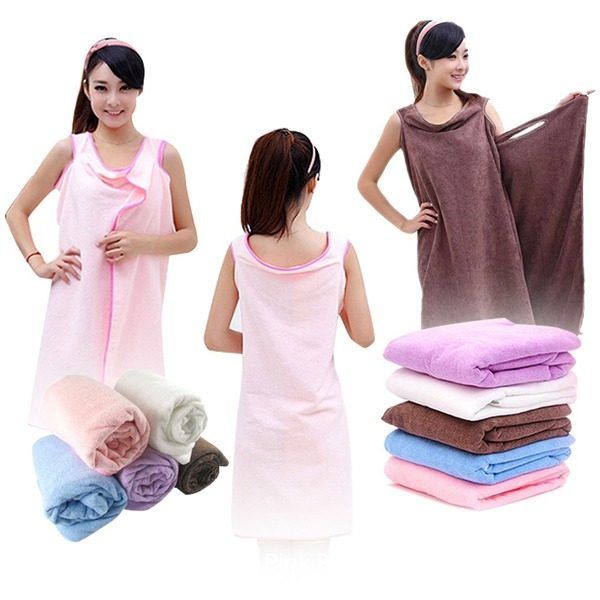 Unisex Microfibre Full Wearable Bath Wrap Beach Towel Dress Bathrobe Robe | Daraz.lk