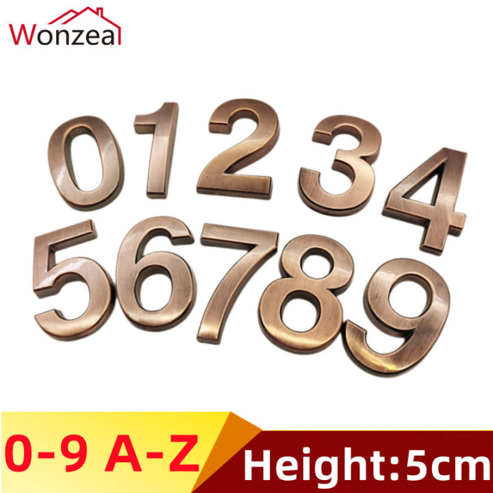 50mm 0123456789 Abcdef Modern Bronze Plaque Number House Hotel Door ...