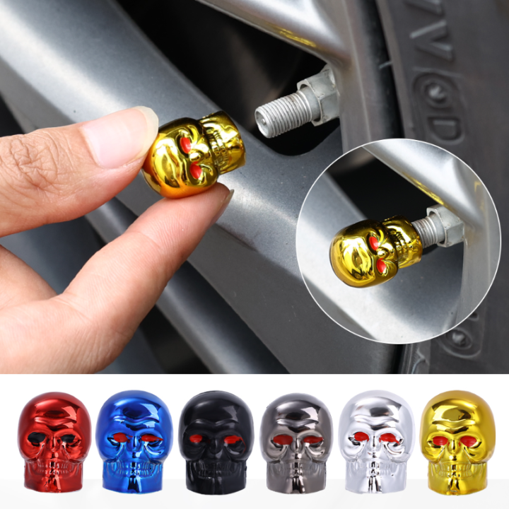Skull Style Tire Valve Caps For Tires Attractive Dustproof Caps Car Accessories Motorcycle Bike ...