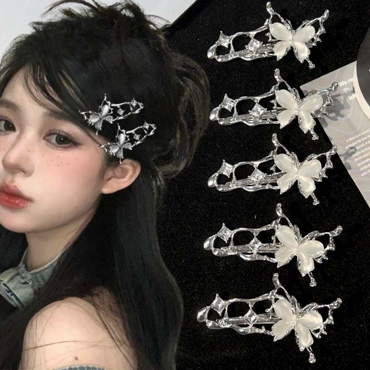 1/2Pcs Cat Eye Stone Butterfly Hair Clips Ins Style Barrettes Girl's ...
