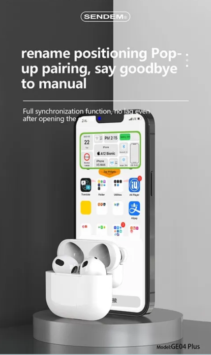 SENDEM GE04 Plus TWS Wireless Bluetooth EarPods Touch Control Long ...