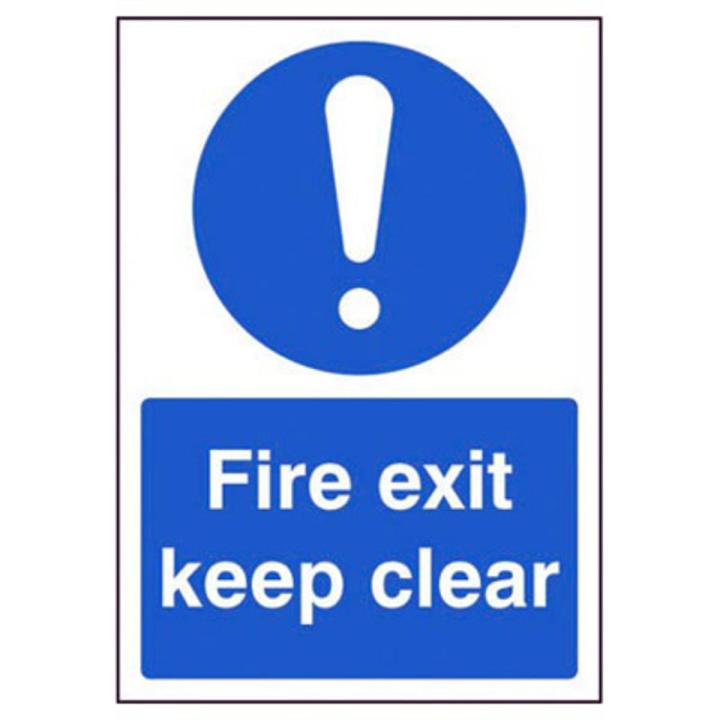 FIRE EXIT SIGN - BLUE - KEEP CLEAR - MEDIUM - EMERGENCY FIRE EXIT ...