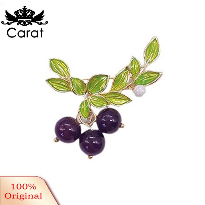 Carat Fruit Pin Enamel Blueberry Shape Brooch Pin with Leaf Detail Cute ...