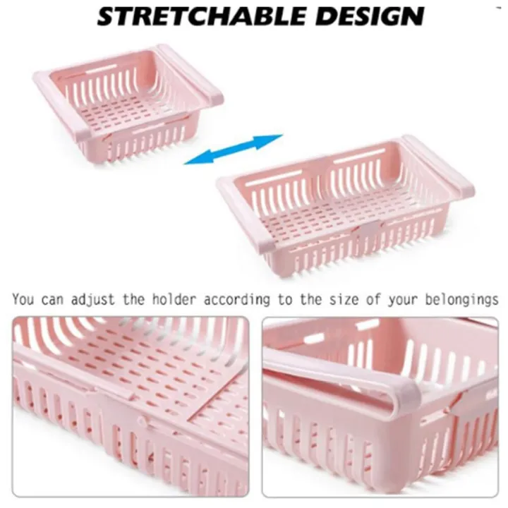 1 Pcs Stretchable Fridge Organizer Kitchen Stretchable Beverage Rack Refrigerator Storage Rack ...