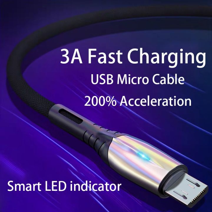 3A Fast Chargin USB Micro Cable for Samsung Xiaomi Huawei V8 Phone ...